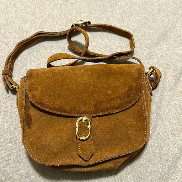Emma Fox | Bags | Emma Fox Suede Leather Crossbody Bag Camel Brown ...